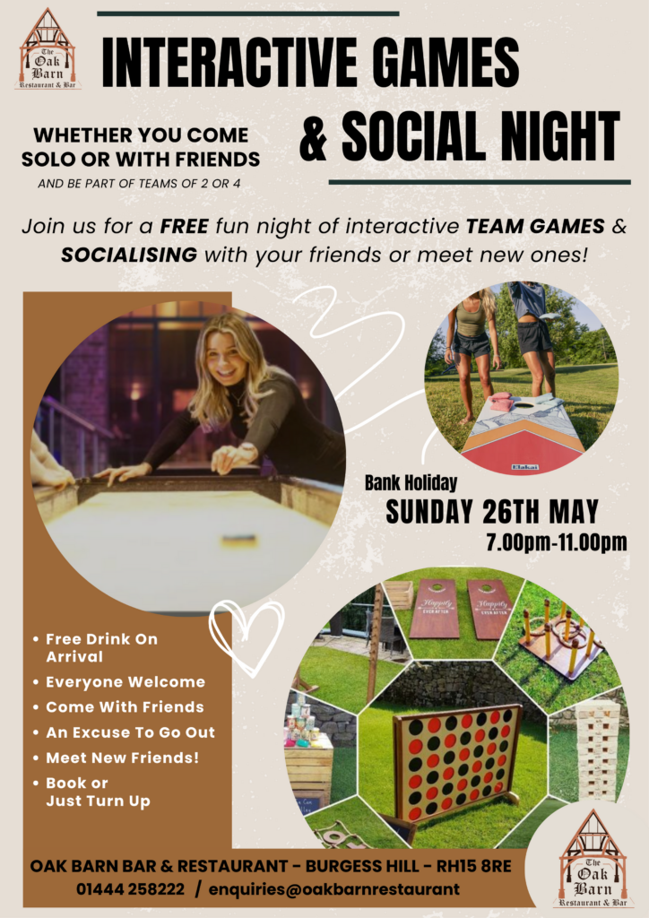 Interactive Games & Social Night - The Oak Barn Restaurant & Bar