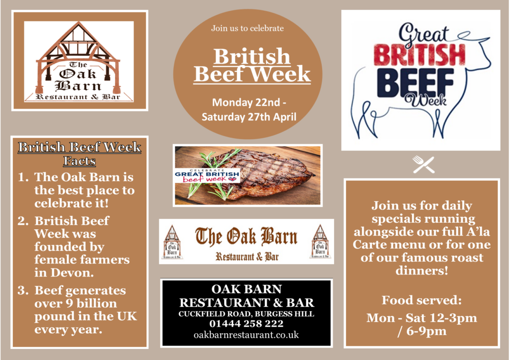 Great British Beef Week - The Oak Barn Restaurant & Bar
